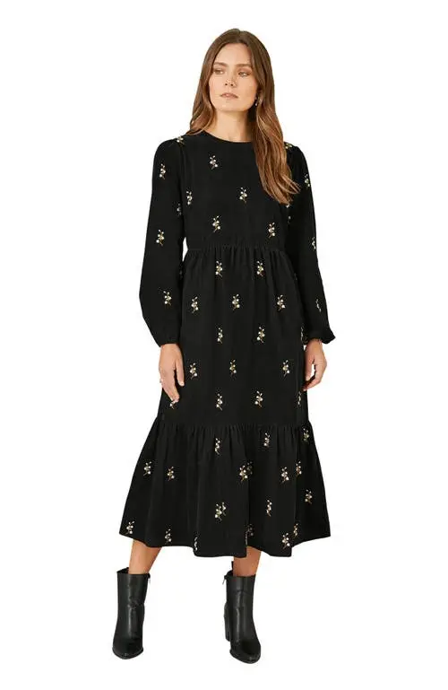 YUMI Long Sleeve Floral Midi Dress