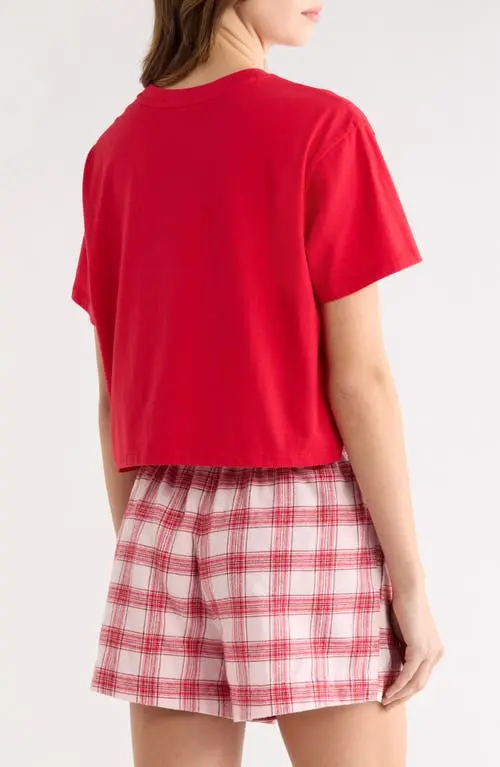 OPEN EDIT Boxy Crop Sleep T-shirt - Red Valentine Graphic
