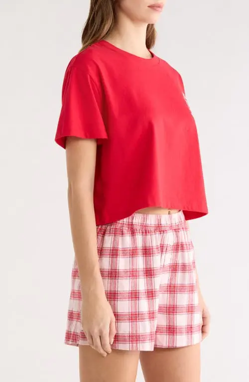 OPEN EDIT Boxy Crop Sleep T-shirt - Red Valentine Graphic
