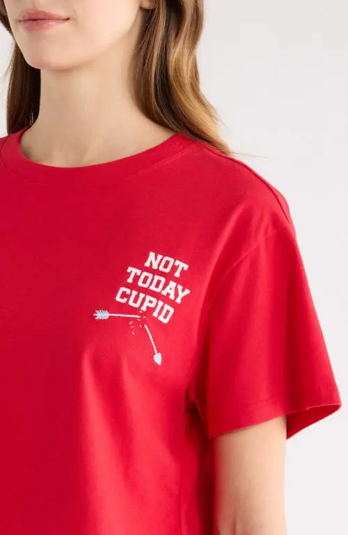OPEN EDIT Boxy Crop Sleep T-shirt - Red Valentine Graphic