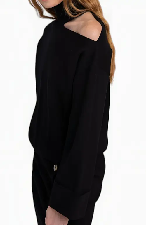 MODENAIRE Asymmetric Turtleneck Pullover And Button-front Slit Skirt Set