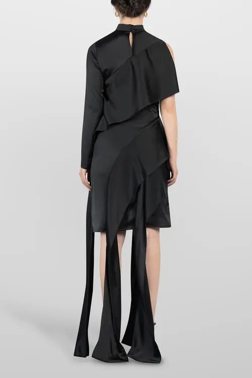 LAURA APARICIO Asymmetric Volant Dress