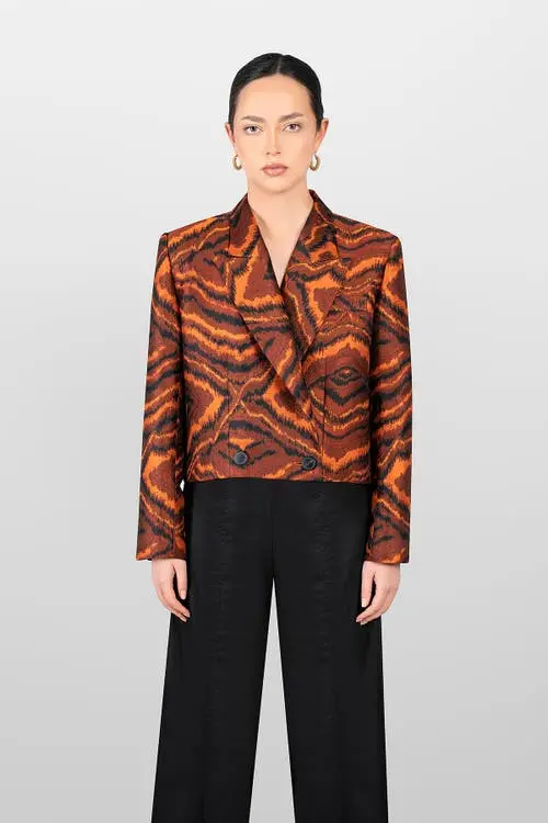LAURA APARICIO Jacquard Jacket With Shoulder Pads