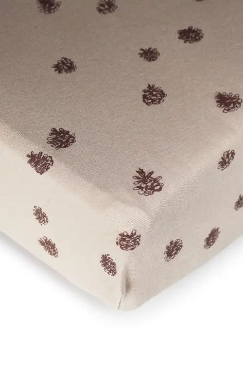 L'OVEDBABY Organic Cotton Crib Sheet - Oatmeal Pinecone