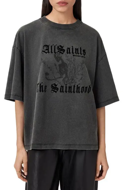ALLSAINTS Novus Amelie Cotton Graphic T-shirt - Washed Black