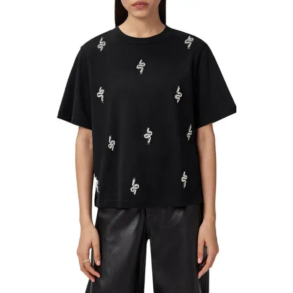 ALLSAINTS Rhea Lisa Embellished Graphic T-shirt