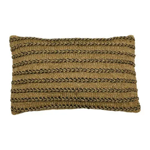 STORIED HOME Hand-woven Jute And Cotton Macramé Lumbar Pillow - Brown