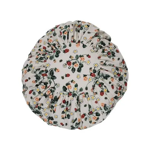 STORIED HOME Cotton Pleated Pillow With Floral Pattern