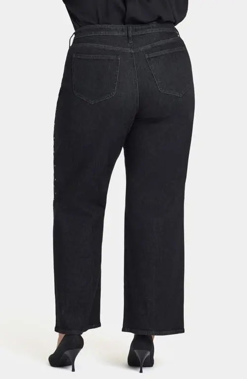 NYDJ Teresa Rhinestone Split Hem Wide Leg Jeans