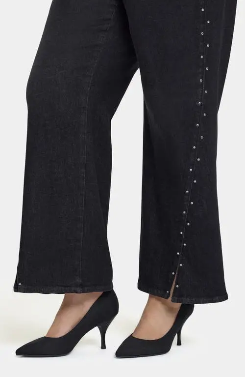 NYDJ Teresa Rhinestone Split Hem Wide Leg Jeans