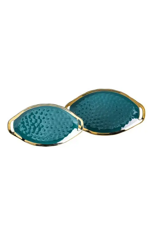 STONE + LAIN Florian Porcelain 2-piece Serving Plate Set - Green