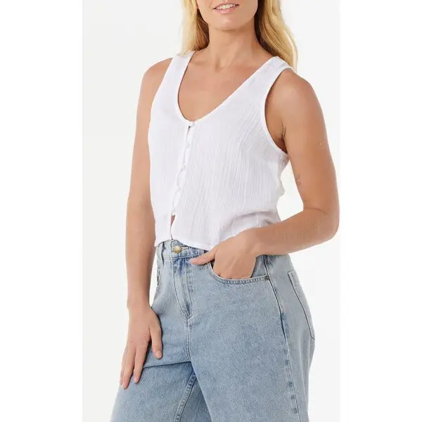 Rip Curl Premium Surf Cotton Crop Tank - White