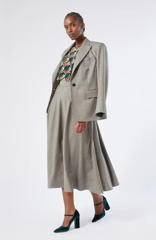 Marina Rinaldi Caliga Plaid Wool Blazer