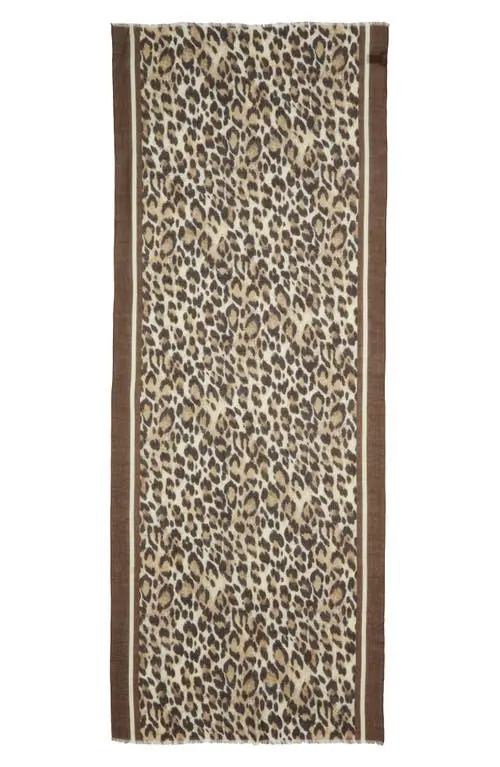 Echo Leopard Spot Wool Blend Fringe Scarf