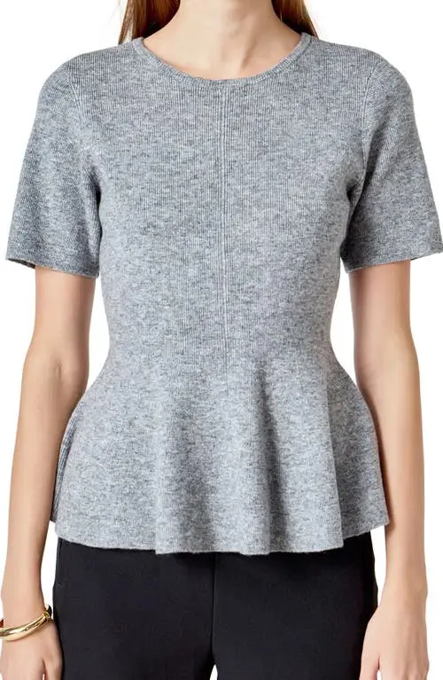 Endless Rose Short Sleeve Peplum Sweater
