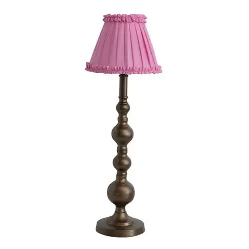 STORIED HOME Sculptural Metal Table Lamp With Pleated Shade - Brass
