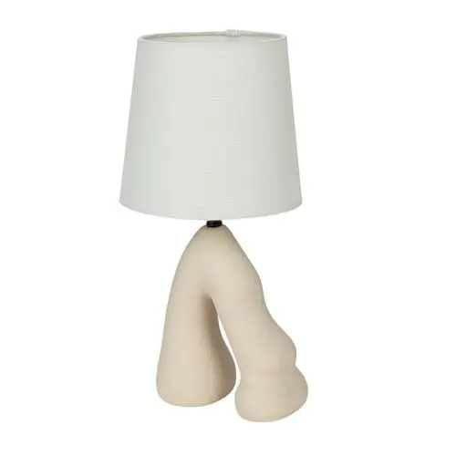 STORIED HOME Ceramic Table Lamp With Volcano Finish - White