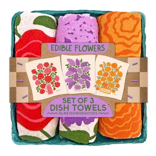 THE NEIGHBORGOODS Edible Flowersdish Towel Set Of 3 - No Color