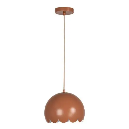 STORIED HOME 40 Watt Scalloped Metal Pendant Lamp - Orange