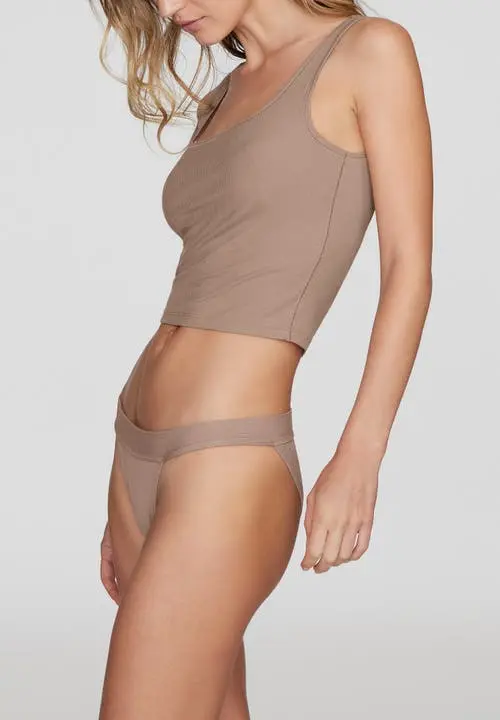 CUUP The Square Neck Tank - Taupe