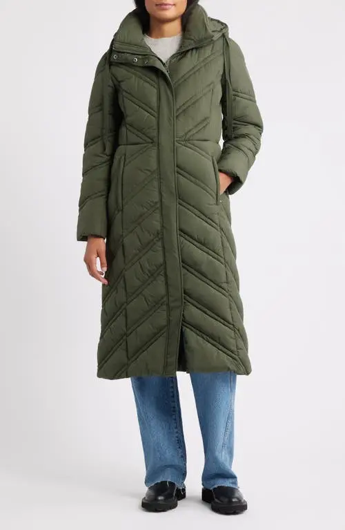 Bernardo Longline Hooded Puffer Jacket - Olive