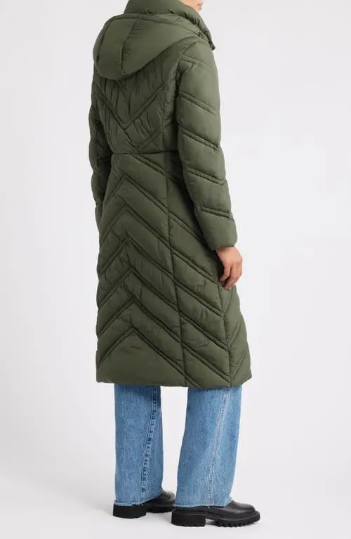 Bernardo Longline Hooded Puffer Jacket - Olive