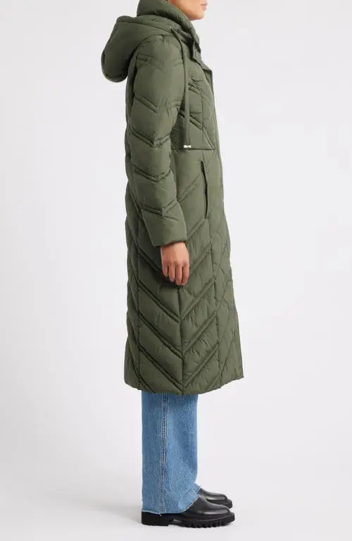 Bernardo Longline Hooded Puffer Jacket - Olive