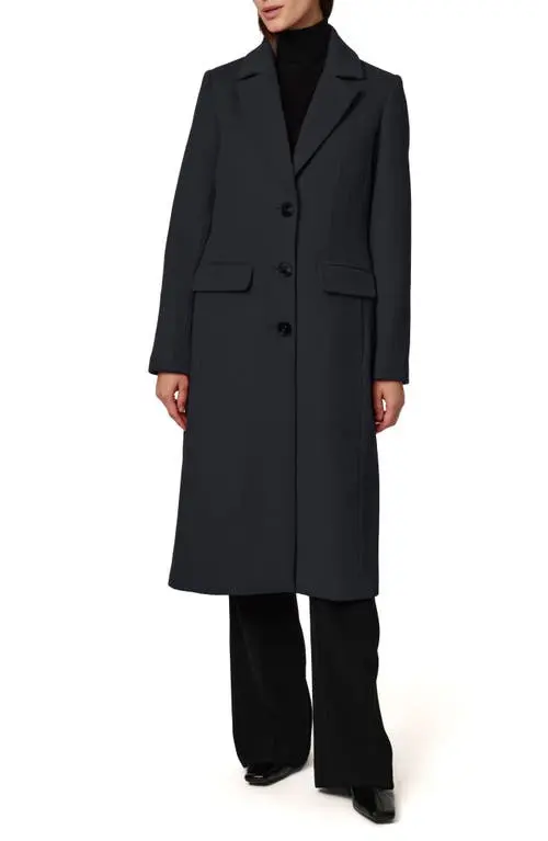 Bernardo Structured Wool Blend Coat - Navy