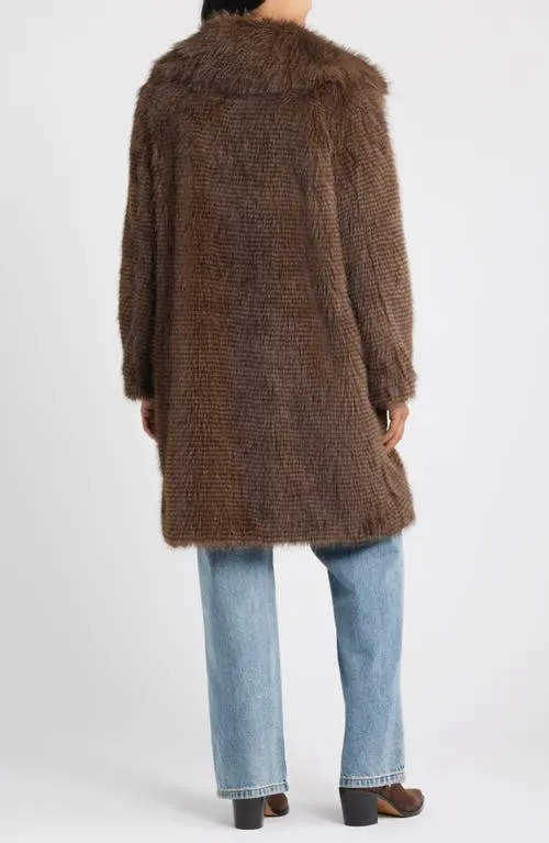 Bernardo Long Faux Fur Coat - Brown Mix