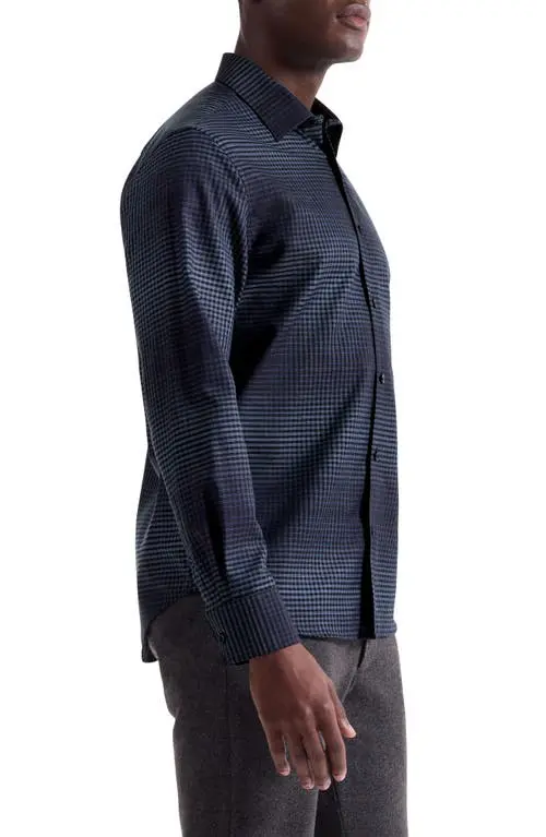 Bugatchi Julian Shaped Fit Gradient Check Cotton & Cashmere Button-up Shirt