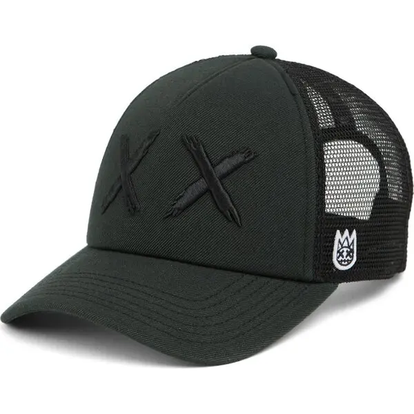 CULT OF INDIVIDUALITY Embroidered Mesh Back Trucker Cap - Black