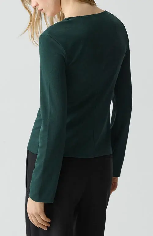 Theory Gathered Neck Knit Top - Viridian