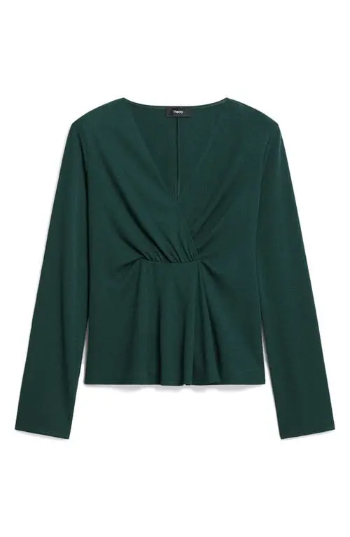 Theory Gathered Neck Knit Top - Viridian