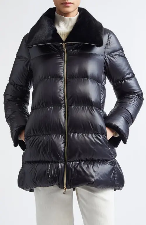 Herno Faux Fur-lined Water Repellent Quilted Down Jacket - Black