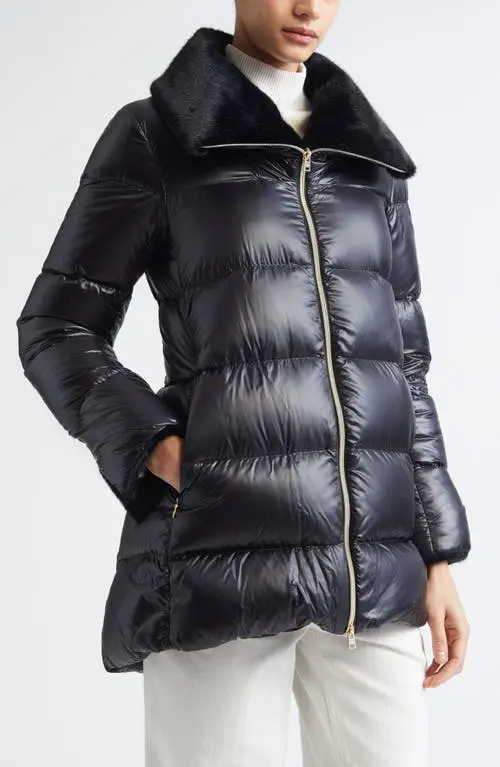 Herno Faux Fur-lined Water Repellent Quilted Down Jacket - Black