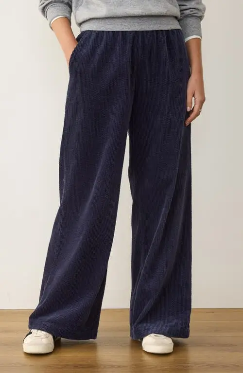 Marine Layer Allison Pull-on Wide Leg Corduroy Pants - Navy