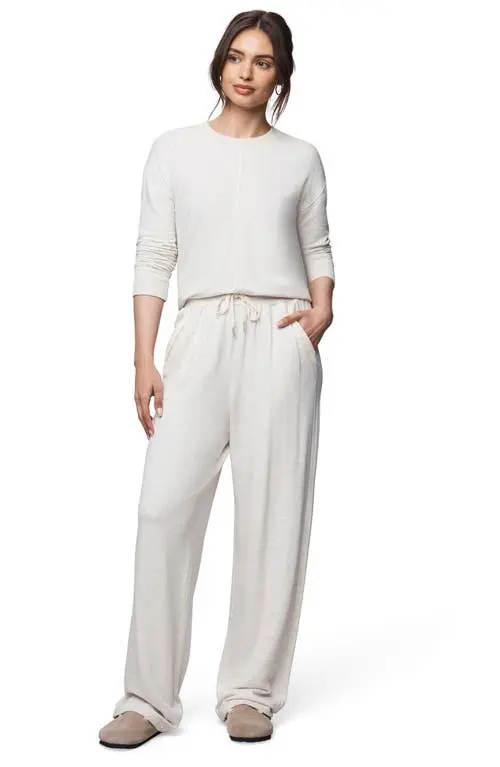 Splendid Supersoft Trim Wide Leg Pants - Pale Oak White Heather