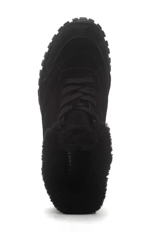 275 CENTRAL Genuine Shearling Lined Suede Sneakers - Black