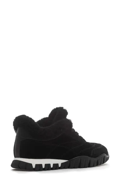 275 CENTRAL Genuine Shearling Lined Suede Sneakers - Black