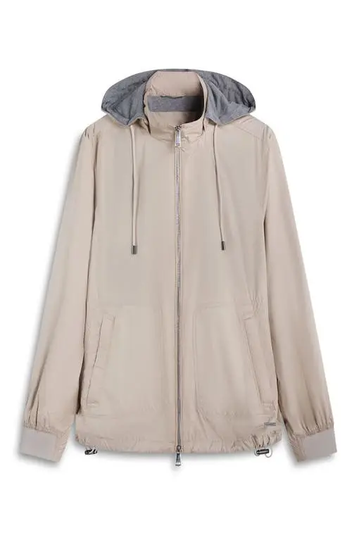 Bugatchi Water Repellent Windbreaker With Removable Hood - Limestone