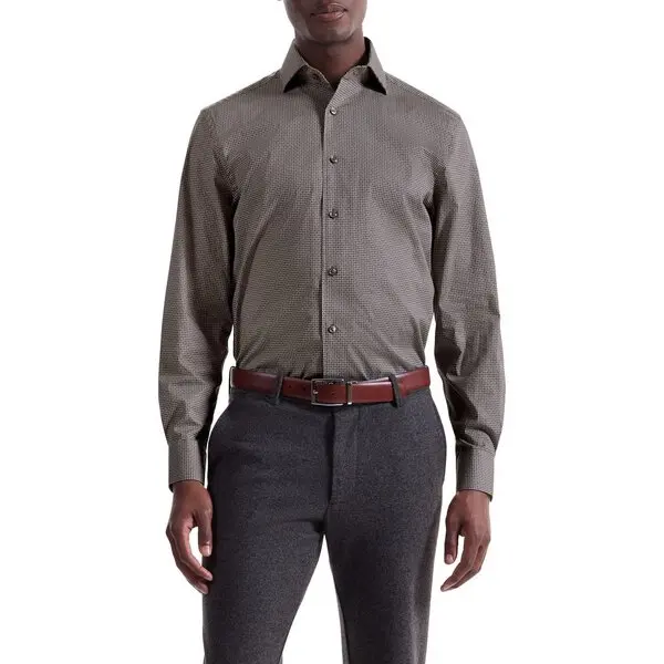 Bugatchi Alvin Trim Fit Dot Print Stretch Cotton Button-up Shirt - Sienna
