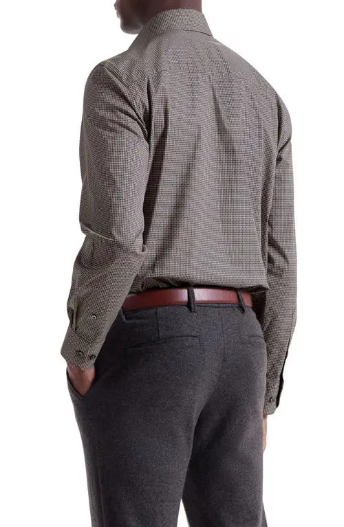 Bugatchi Alvin Trim Fit Dot Print Stretch Cotton Button-up Shirt - Sienna