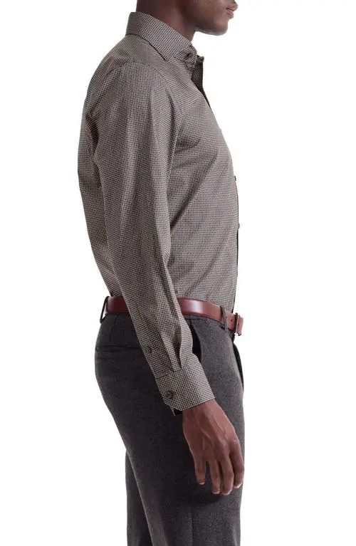 Bugatchi Alvin Trim Fit Dot Print Stretch Cotton Button-up Shirt - Sienna