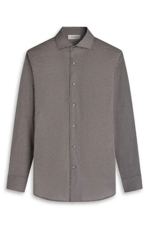 Bugatchi Alvin Trim Fit Dot Print Stretch Cotton Button-up Shirt - Sienna