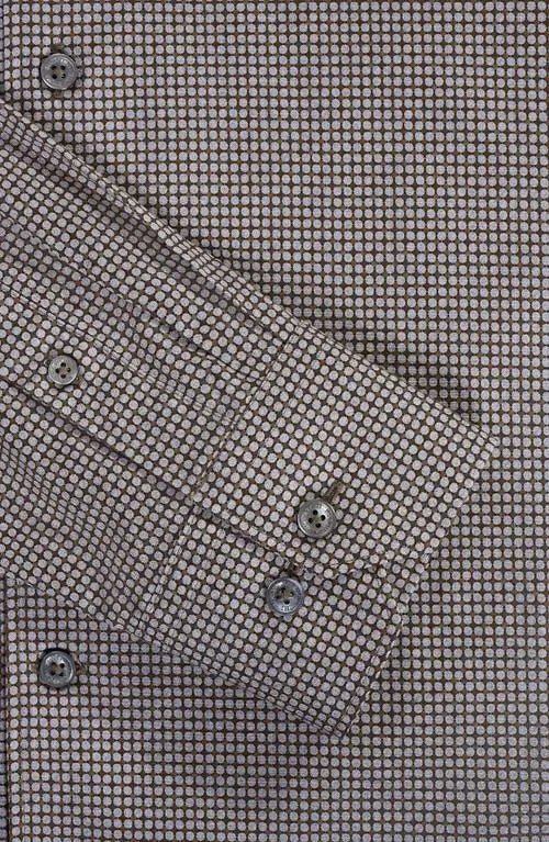 Bugatchi Alvin Trim Fit Dot Print Stretch Cotton Button-up Shirt - Sienna