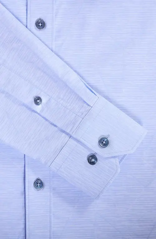 Bugatchi Julian Shaped Fit Abstract Stripe Stretch Cotton Button-up Shirt - Sky