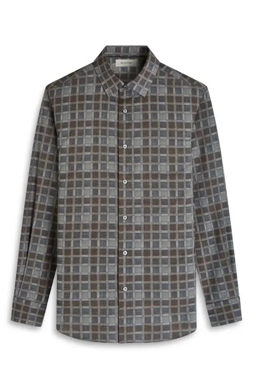 Bugatchi Julian Shaped Fit Check Cotton Button-up Shirt - Sienna