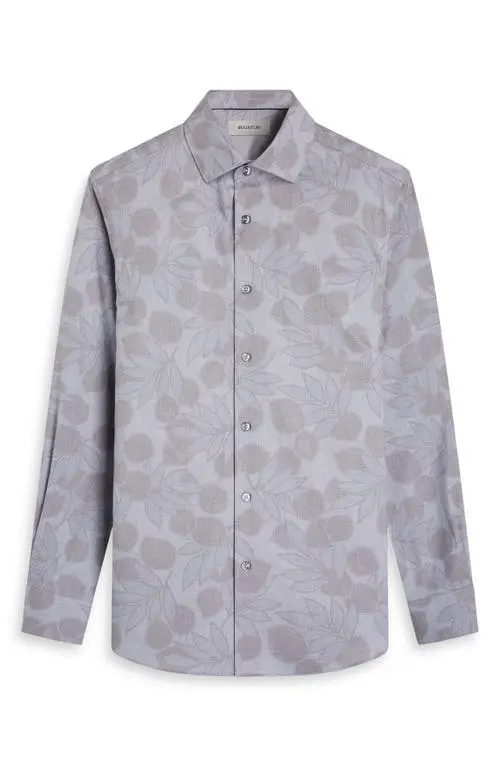 Bugatchi Axel Trim Fit Floral Cotton Button-up Shirt - Platinum