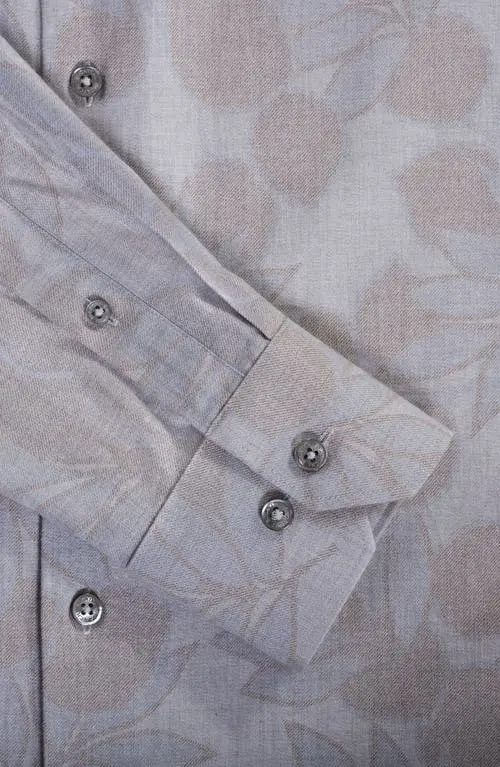 Bugatchi Axel Trim Fit Floral Cotton Button-up Shirt - Platinum