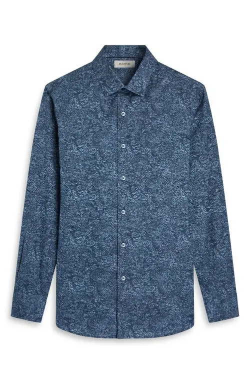 Bugatchi Julian Shaped Fit Paisley Cotton Button-up Shirt - Navy